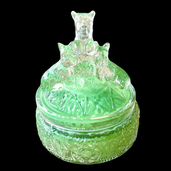 Vintage | Storage & Organization | Vintage Art Deco Powder Jar Glass ...